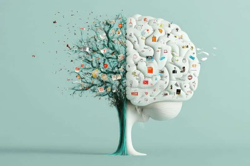 Half-tree, Half-brain Artistic Composition Representing the Fusion of ...