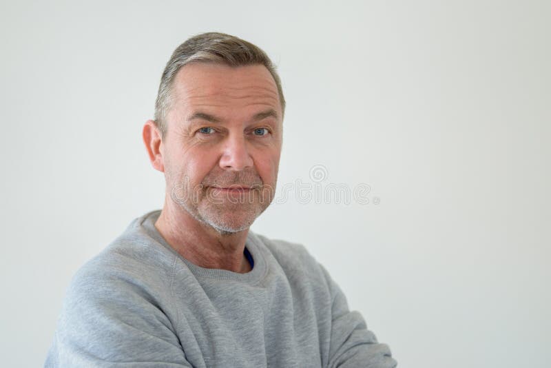 Bust Portrait of a White-skinned Man. Bald Man with a Beard and a Buff ...