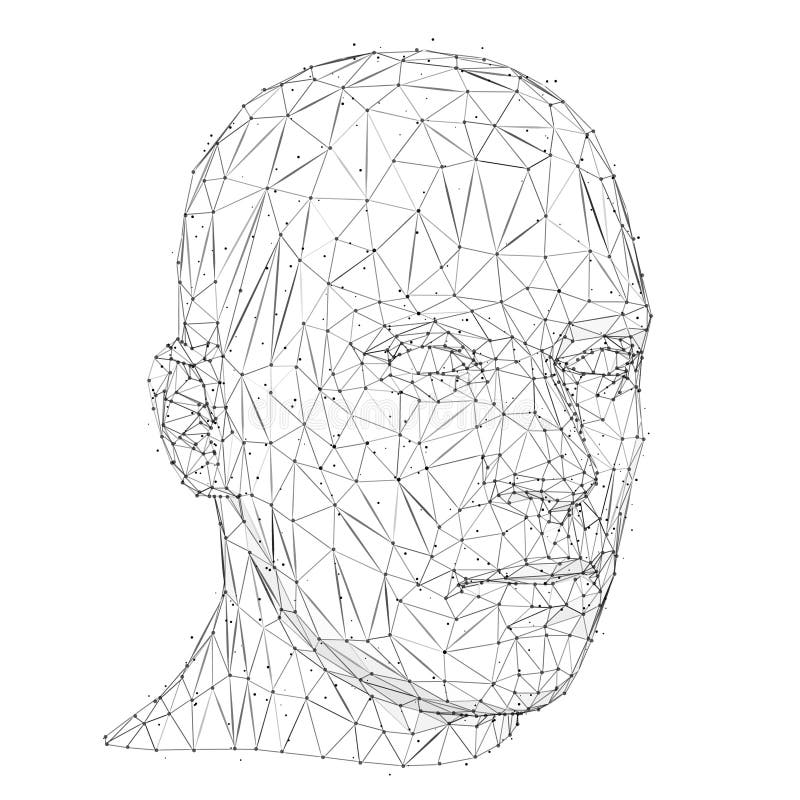 Half-Turn of Futuristic Mesh Polygonal Head Stock Vector - Illustration ...