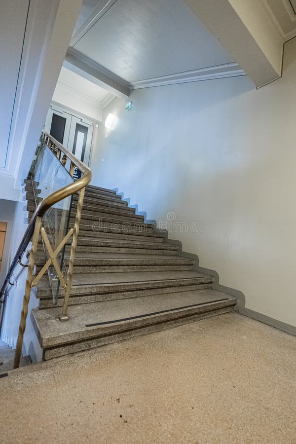 Half-Turn Stone Stairs Inside a Bulding Stock Image - Image of stairway ...