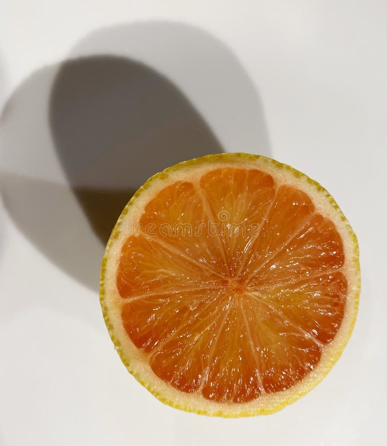 Half of a Veriegated Lemon with Pink Endocarp Stock Photo - Image of ...