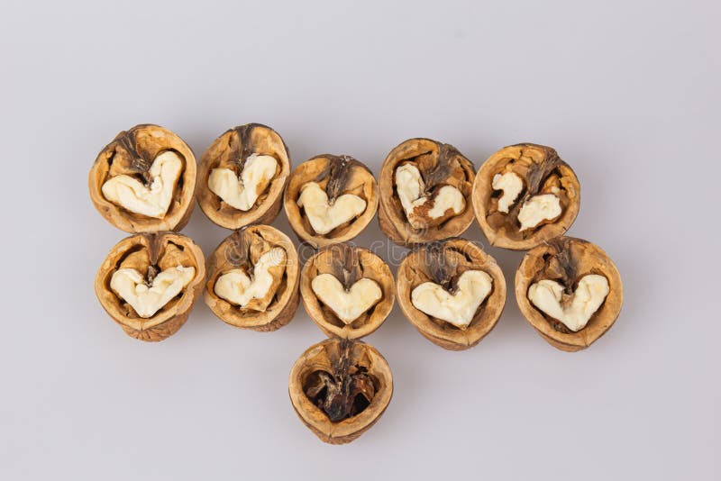 Half a Walnut with a Heart Shape in the Middle. the Concept of Love for ...
