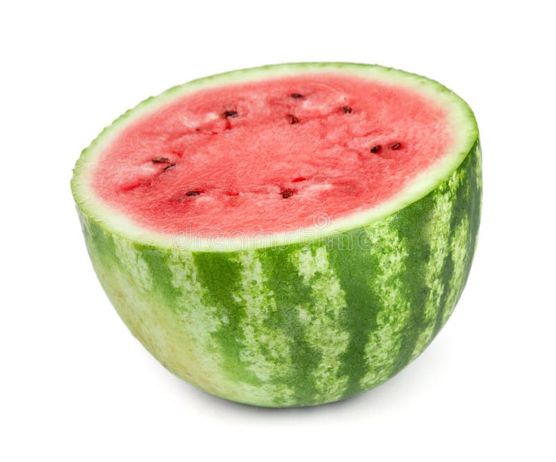 Half And Section Of Ripe Green Watermelon Isolated Stock Image - Image ...