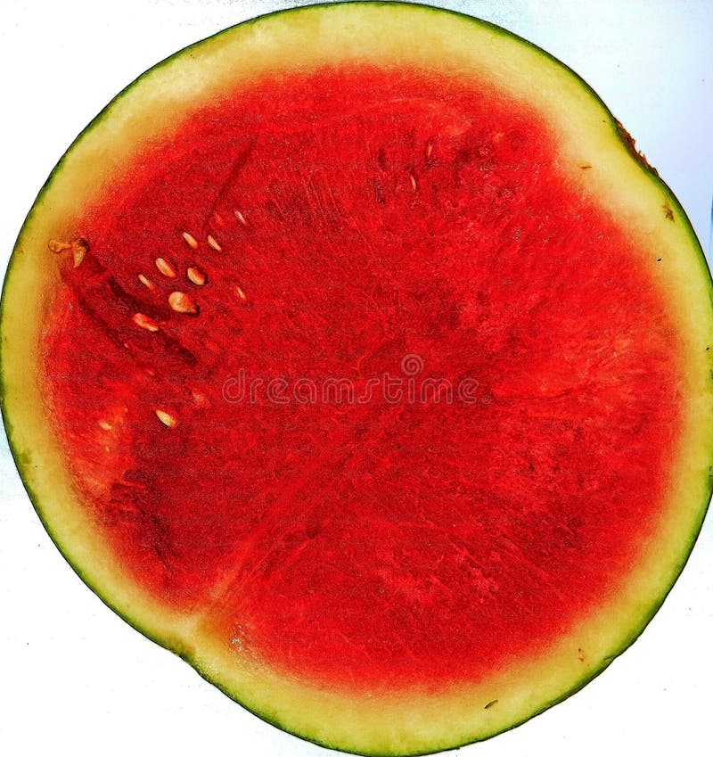 Half a Watermelon, Red and Green Skin Around it Stock Photo - Image of ...