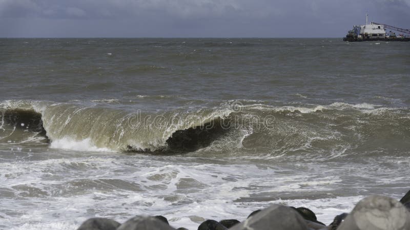 Half Wave Formation with Ship Stock Image - Image of ocean, light ...
