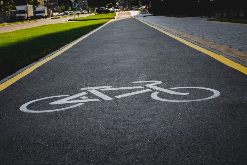 Half Wet after the Rain Asphalt Road for Cyclists Stock Image - Image ...