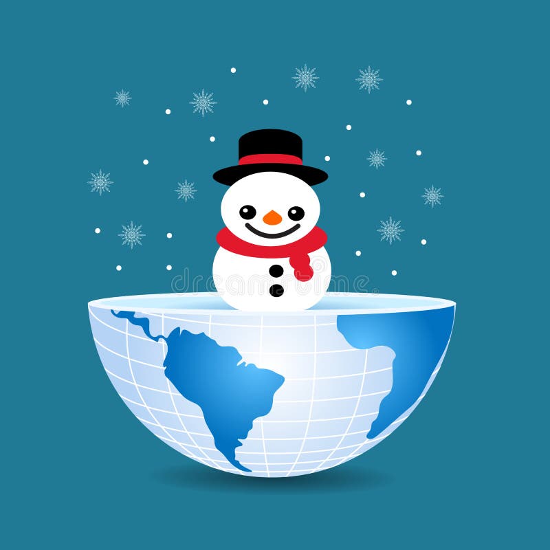 Half of the World with Inside a Christmas Snowman Stock Vector ...