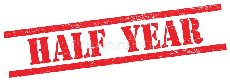 HALF YEAR Text on Red Grungy Rectangle Stamp Stock Illustration ...