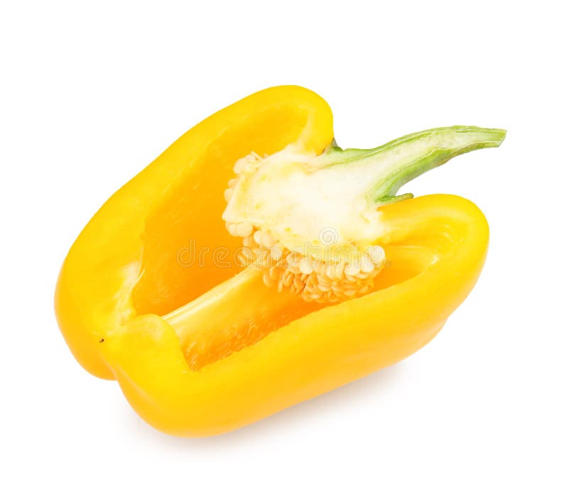 Half of Yellow Bell Pepper on White Stock Image - Image of eating ...
