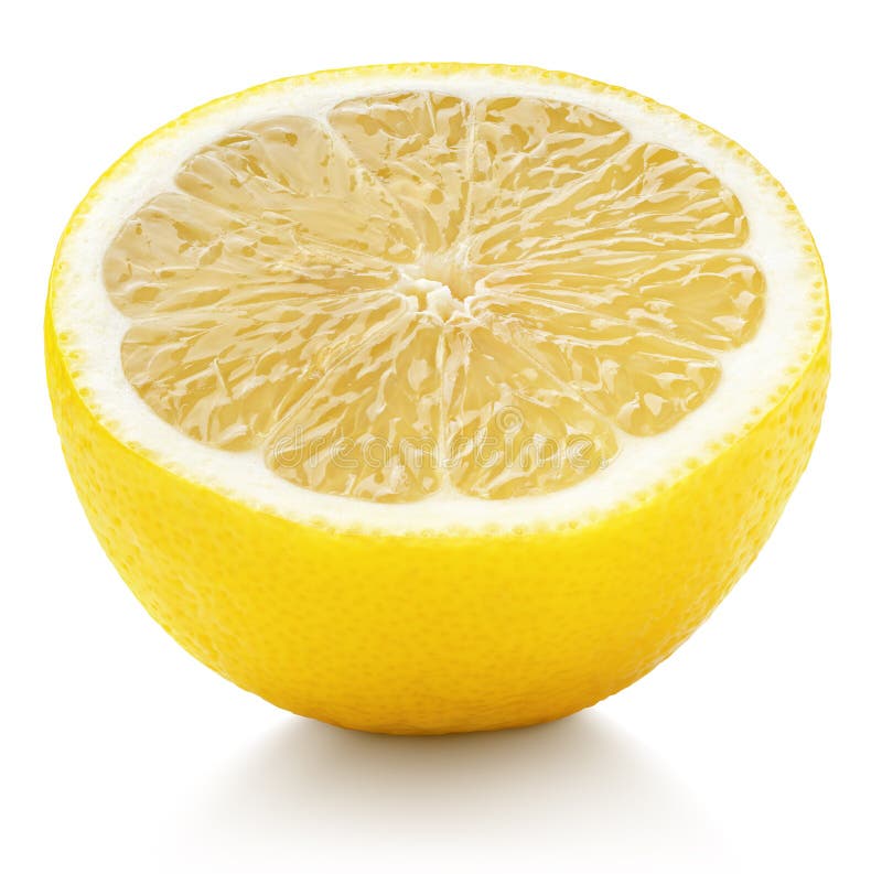 Half of Yellow Lemon Citrus Fruit Isolated on White Stock Image - Image ...