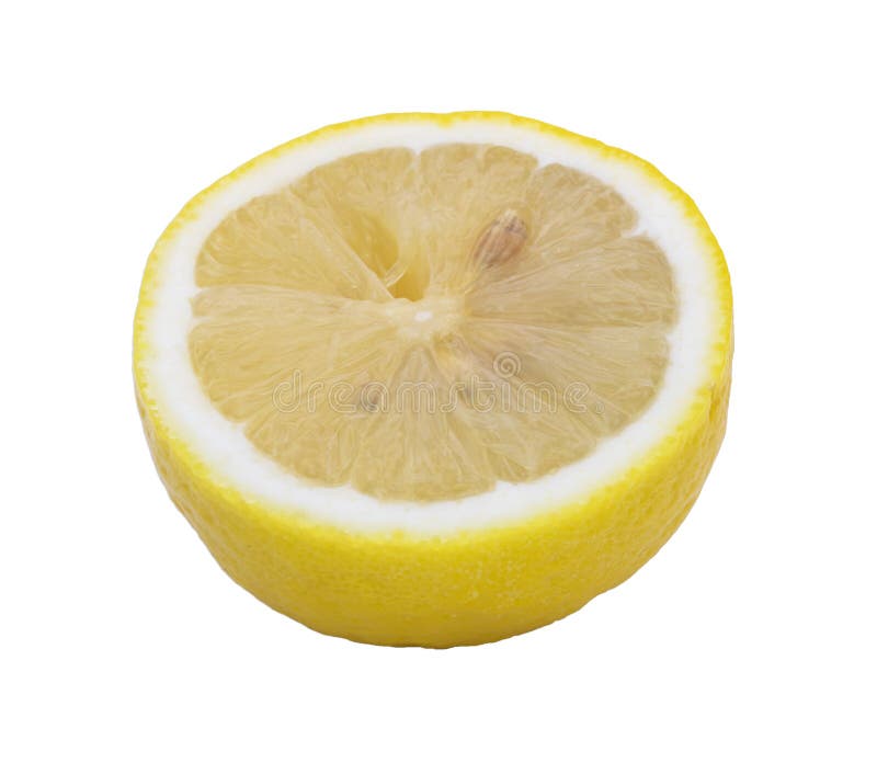 Half of Yellow Lemon Citrus Fruit Isolated on White Stock Image - Image ...