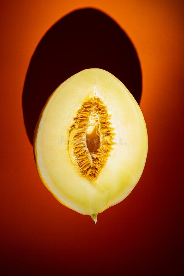 Half Red and Yellow Apple on Blue Background Stock Image - Image of ...