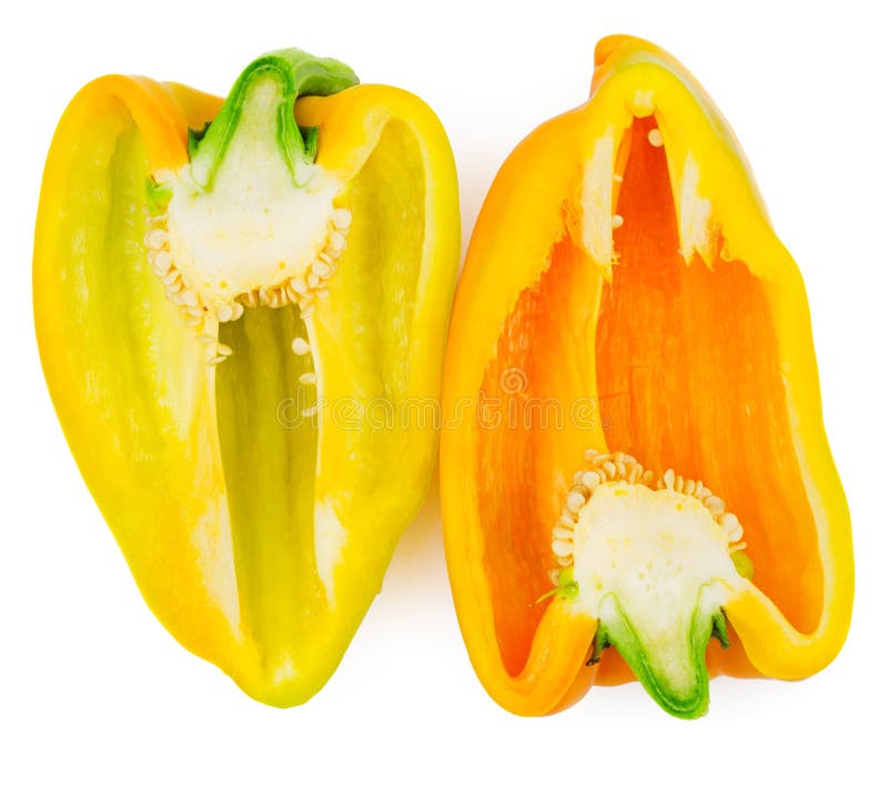 Half of Yellow and Orange Bell Pepper Isolated Stock Photo - Image of ...