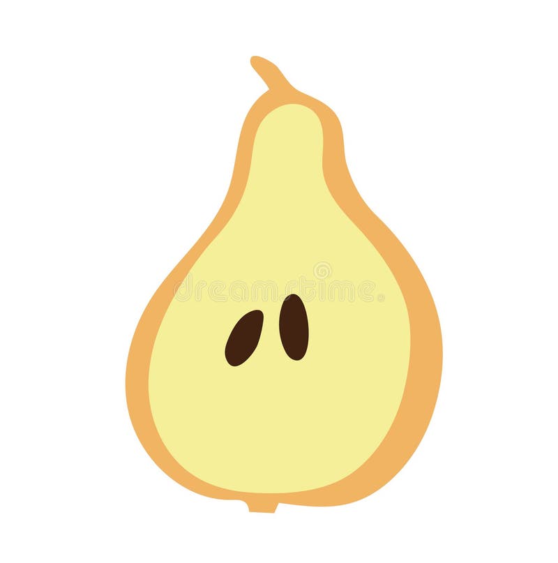 Half a Yellow Pear. Vector Color Illustration of Fruit in Flat Style ...