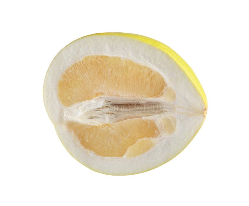 Half of Yellow Pomelo Fruit Isolated on White Stock Image - Image of ...