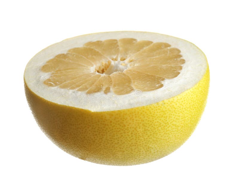 Half of Yellow Pomelo Fruit Isolated on White Stock Photo - Image of ...