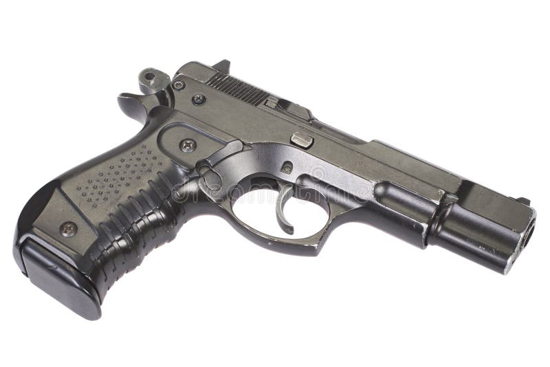 Semi Automatisch Die 9x19 Pistool Op Wit Wordt Geïsoleerd Stock Foto ...