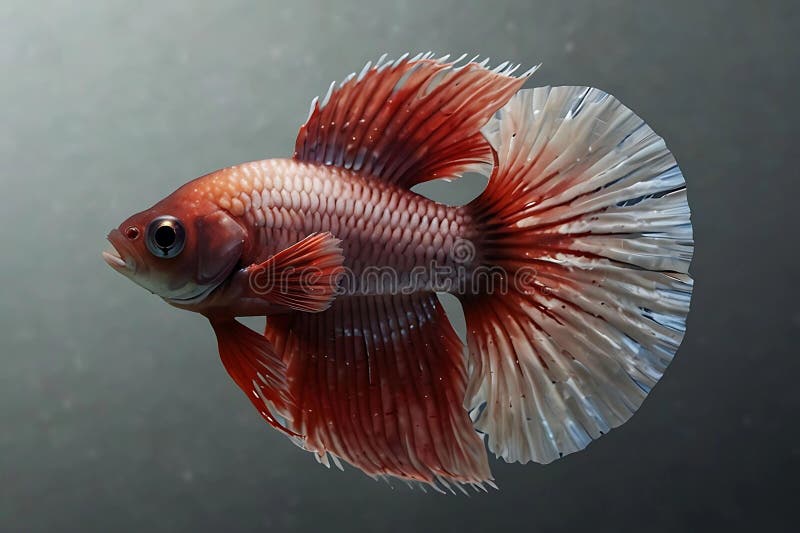 Halfmoon Betta Fish. Reddish White Luminous Colour Stock Illustration ...