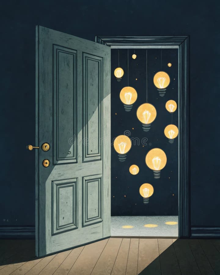 A Halfopen Door Revealing a Dark Room Filled with Tered Thoughts in ...