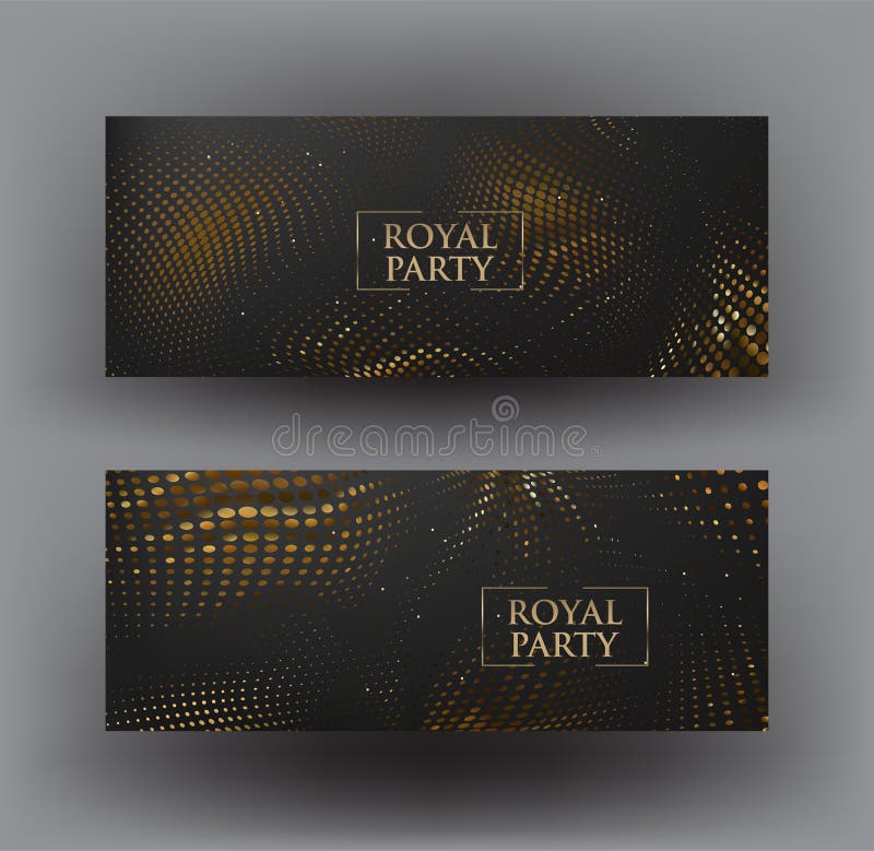 Vip Invitation Horizontal Cards with Wavy Halftone Effect. Stock Vector ...