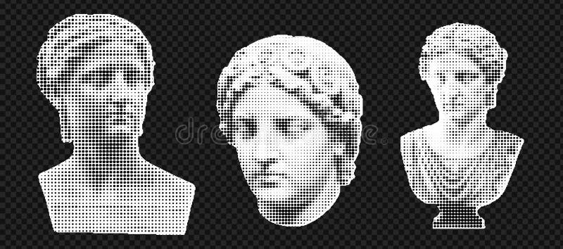 Halftone Ancient Busts Collage for Artistic Design and Modern Pop Art ...