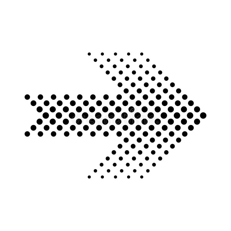 Halftone Arrow Icon. Right Direction Symbol. Dotted Pattern Vector ...