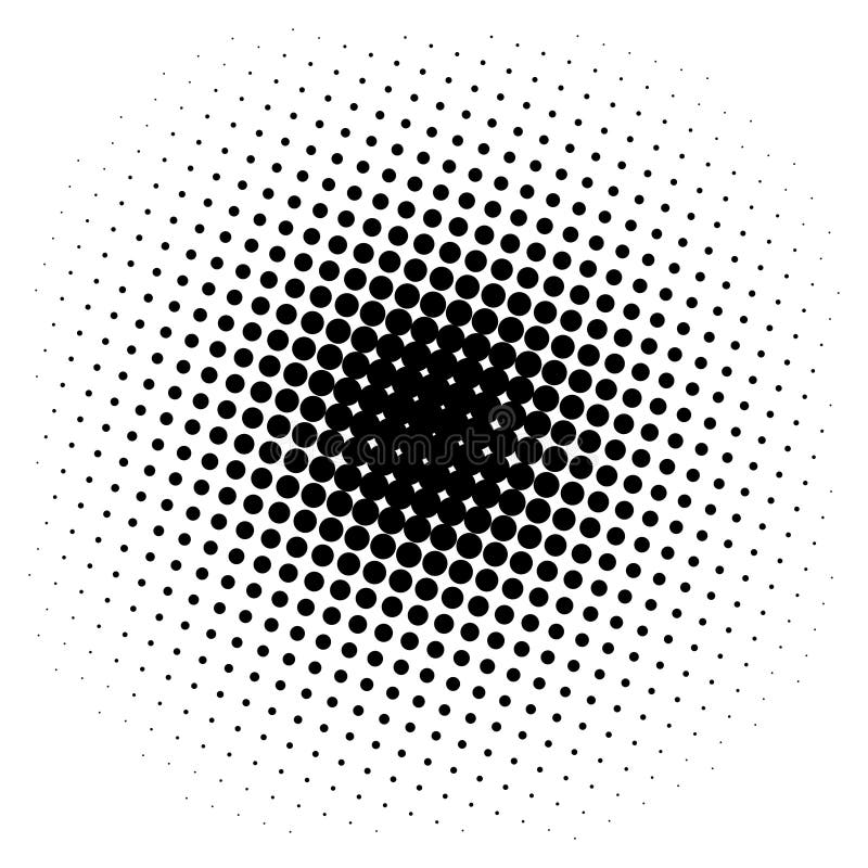 Radial Black and White Round Pattern of Dots. Vector Abstract ...