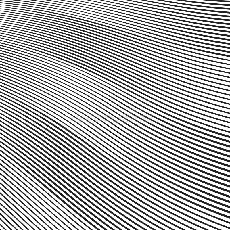 Halftone Background with Black Parallel Curved Lines Stock Illustration ...