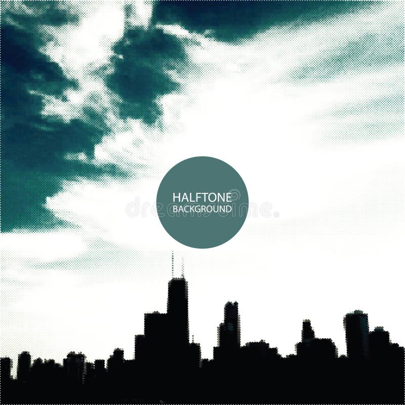 Halftone Background Design - Chicago Skyline Stock Vector ...