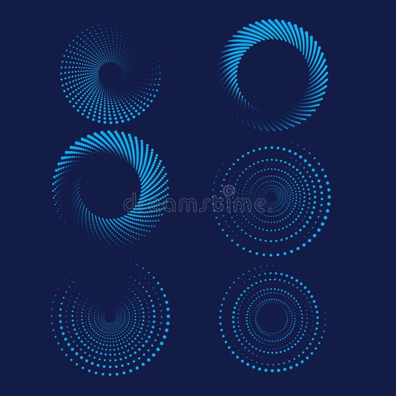 Halftone Blue Circle Dot Abstract Background. Set of Dotted Circle Dot ...