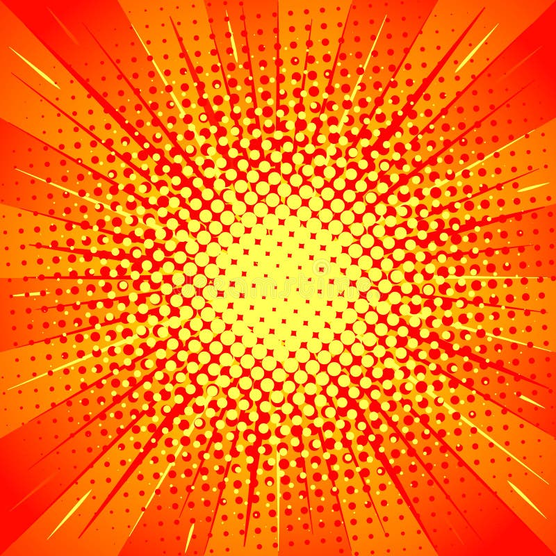 Halftone Bright Orange Dotted Comic Book Superhero Texture. Stock ...