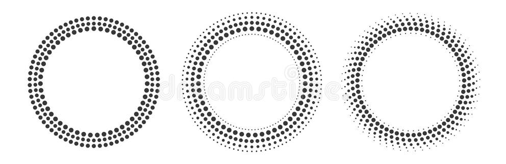 Halftone Circle Dots Effect Rings Frame Vector Graphic Design Illustration Set, Round Dotted ...