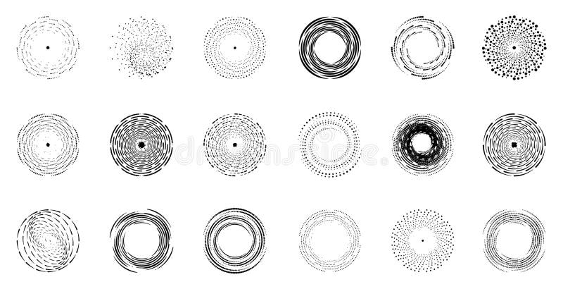 Halftone Circle Elements Collection. Set of Black Design Elements Half ...