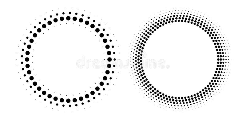 Halftone Circle Frame, Radial Dots Pattern, Abstract Vintage Circular ...