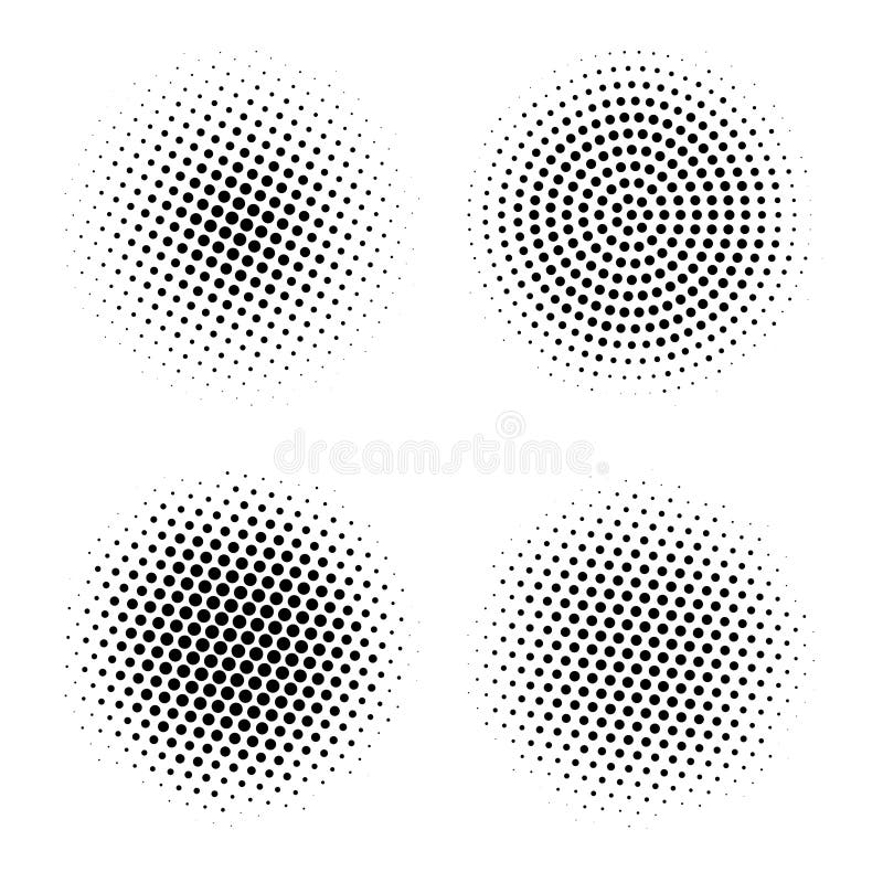 Halftone Circles. Abstract Vector Dotted Round Patterns. Halftone ...