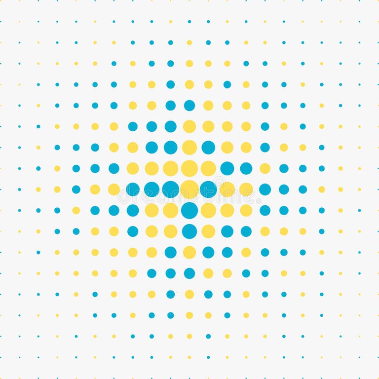 Halftone Circular Abstract Background Pattern with Yellow and Blue ...