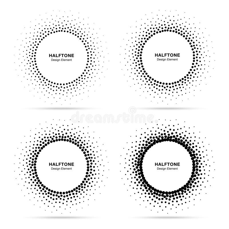 Halftone Circular Dotted Frame. Logo. Circle Border Using Halftone Circle Dots Texture. Vector ...
