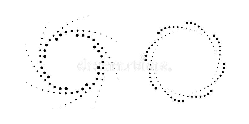 Halftone Circular Dotted Frames Set. Circle Dots Background. Round ...