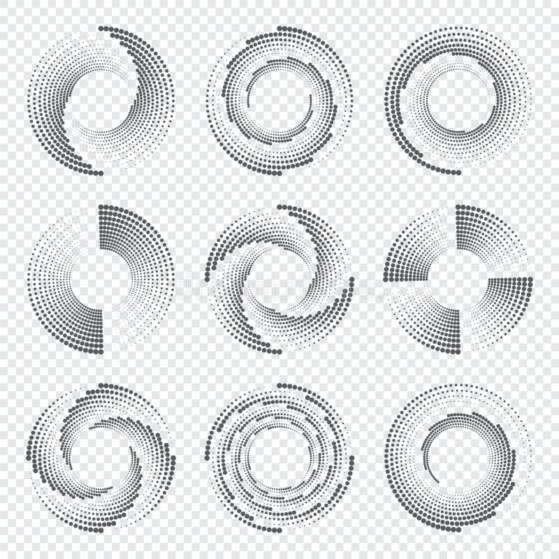 Halftone Circular Dotted Frames Set. Round Dotted Frame. Vector ...