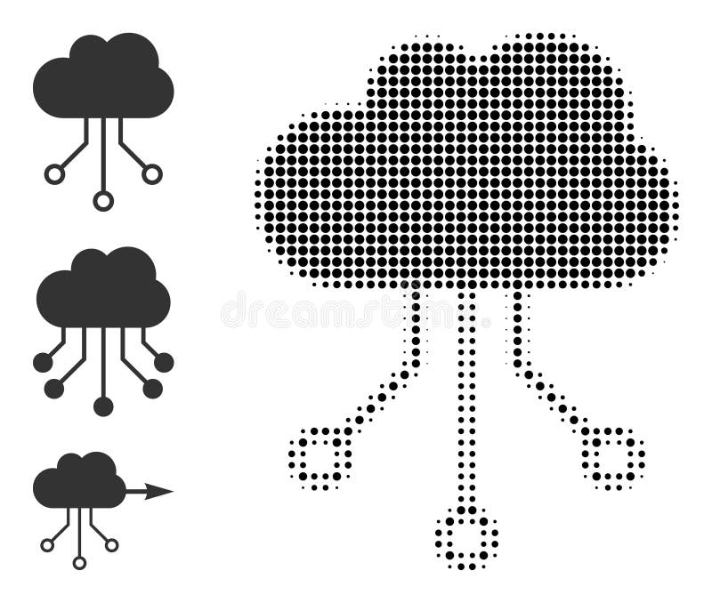 Halftone Dot Vector Cloud Connections Icon Stock Vector - Illustration ...