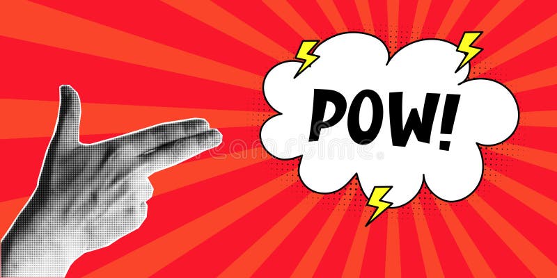 Peech Bubble with Expressive Inscriptions Pow, Cloud in a Comic Style ...