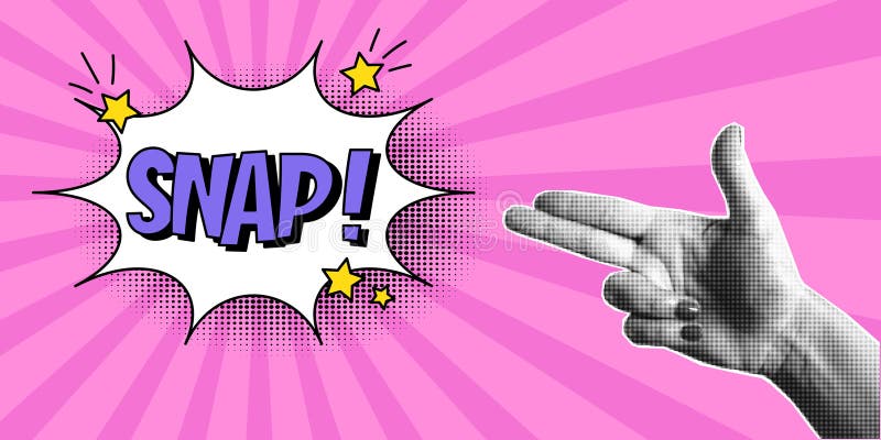 Halftone Collage, Speech Bubble with Expressive Inscriptions Snap ...