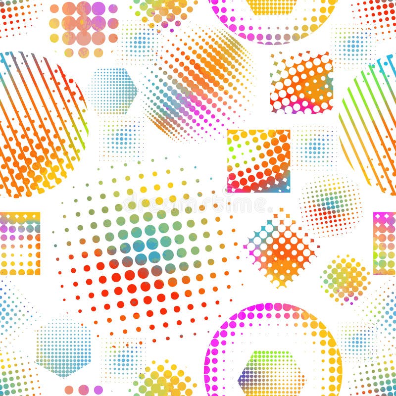Halftone Colored Dots. Seamless Background. Hand Drawing. Not AI ...