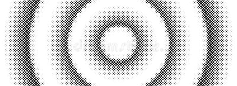 Halftone Concentric Circle Background. Black and White Dotted Circular ...