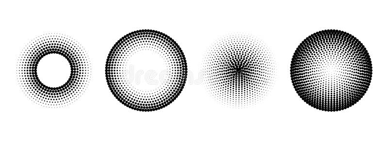Halftone Concentric Circle Set. Comic Grunge Texture Ring Shape ...