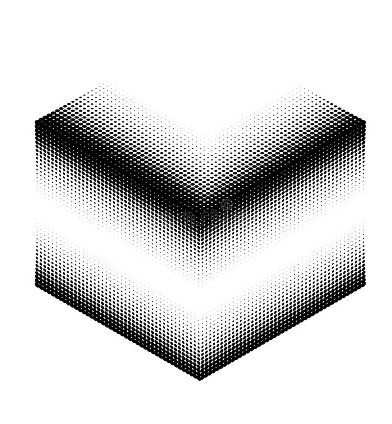 Halftone Cube. Stippling Geometry Pointillism Cube. Isolated on White ...