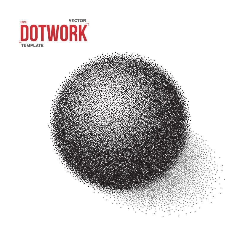Halftone 3D Ball Template. Dotwork Tattoo Style 3D Ball Stock Vector ...