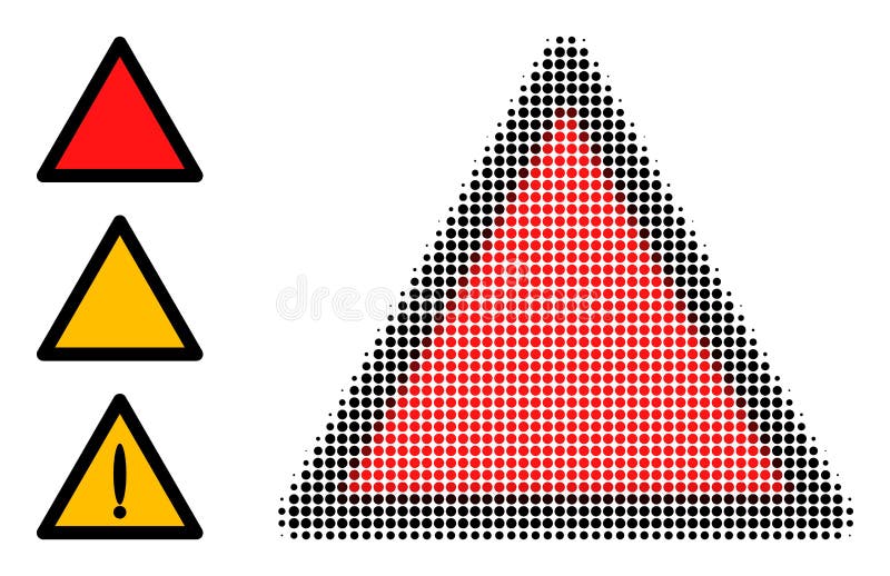Halftone Dotted Vector Danger Triangle Template Icon Stock Vector ...