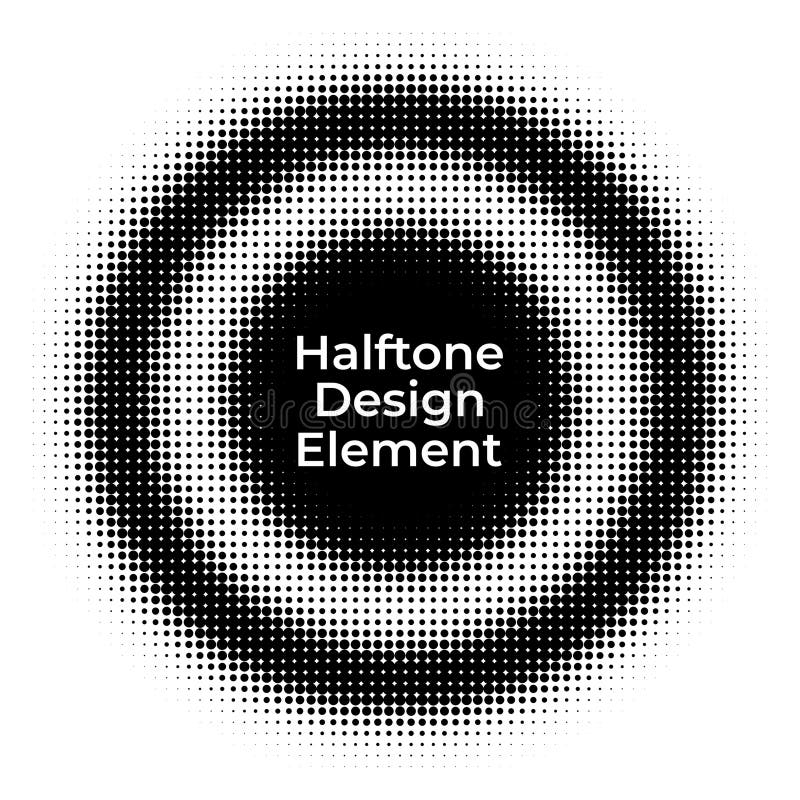Halftone Design Element. Round Border Icon Using Halftone Random Circle ...