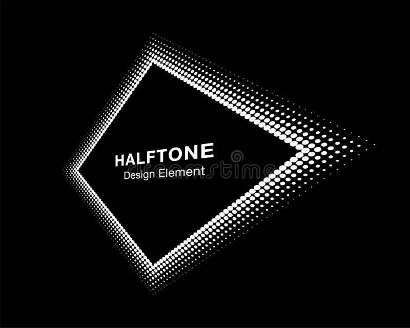 Halftone Distort Rhombus in Perspective. Circle Dots. Logo Design ...